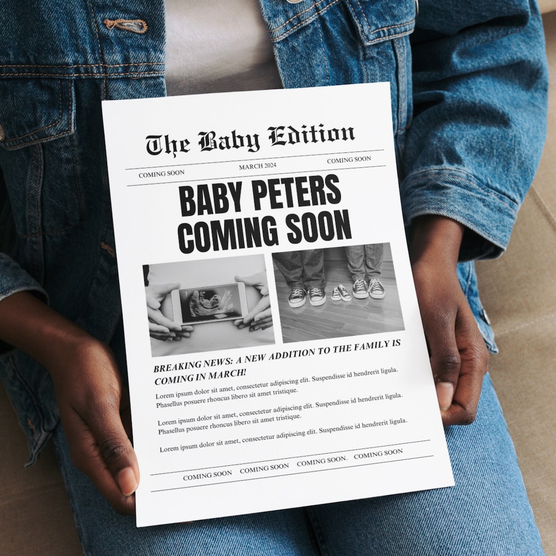 Unique Pregnancy Announcement, Newspaper Template, DIY Newspaper ...