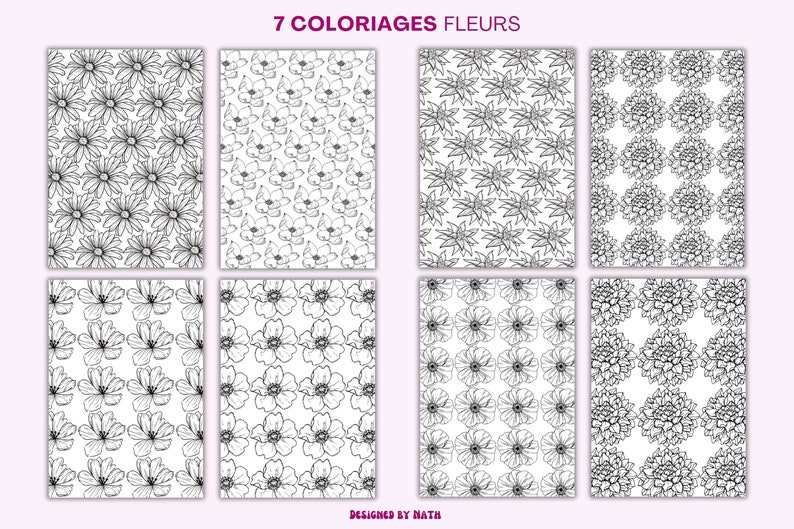 10 Printable Coloring Pages for Adults - Repeat Coloring, Anti-stress ...