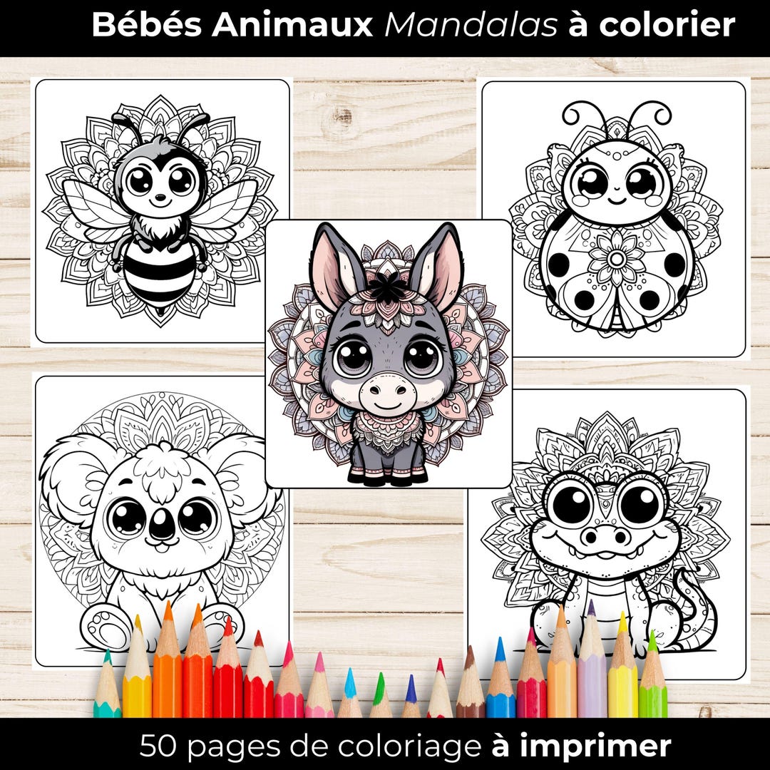 Coloring Baby Animals Mandalas, With Big Eyes, for Children From 7 ...