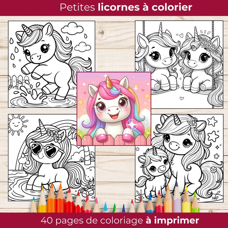 Cute and Cheerful Unicorn Coloring Pages, 40 Pages, PDF Instant ...