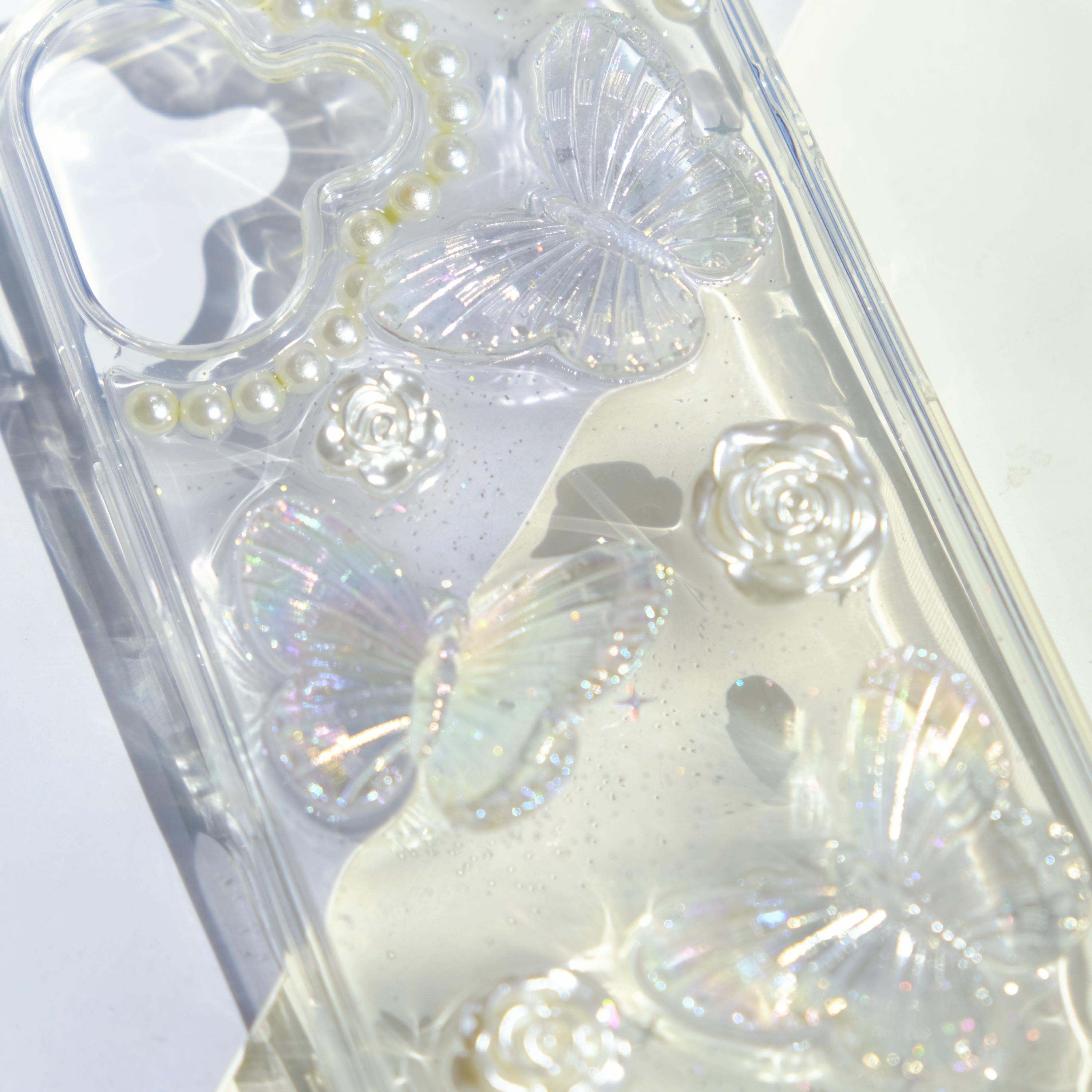 3D Butterfly Pearl Phone Case: Holographic Resin iPhone & Samsung - Etsy