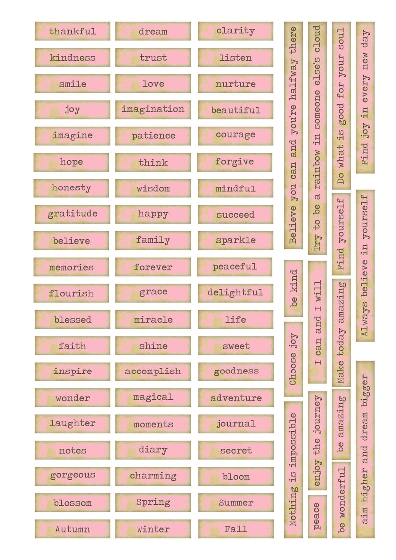 Journal Words, Inspirational Quotes, Vintage Ephemera, Digital Download ...