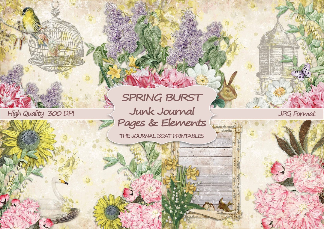 Spring Burst, Junk Journal Printable, Junk Journal Kit, Shabby Chic ...