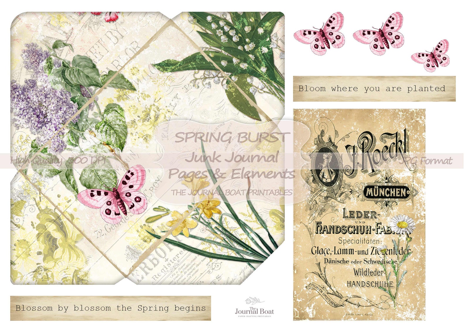Spring Burst, Junk Journal Printable, Junk Journal Kit, Shabby Chic ...