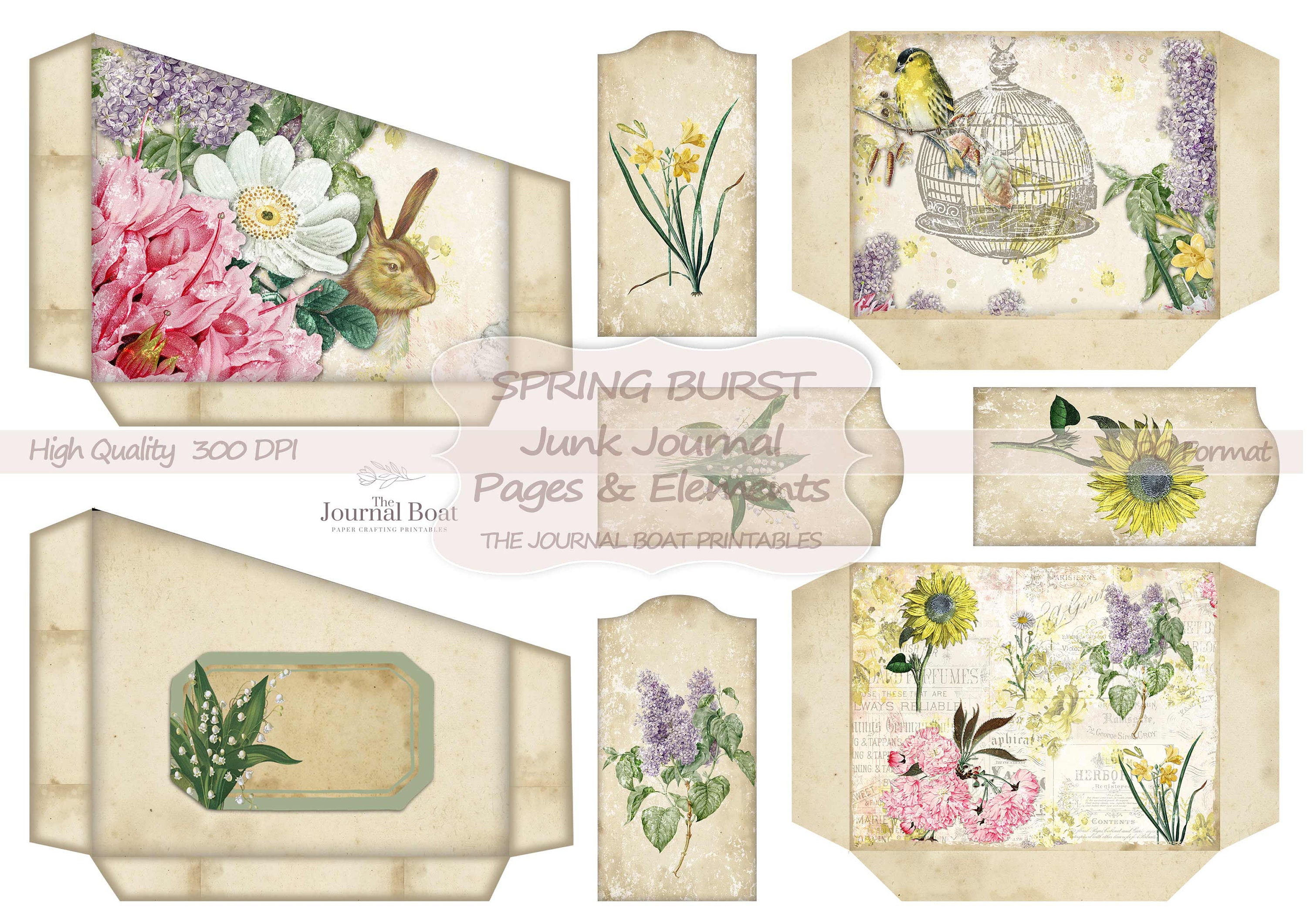 Spring Burst, Junk Journal Printable, Junk Journal Kit, Shabby Chic ...