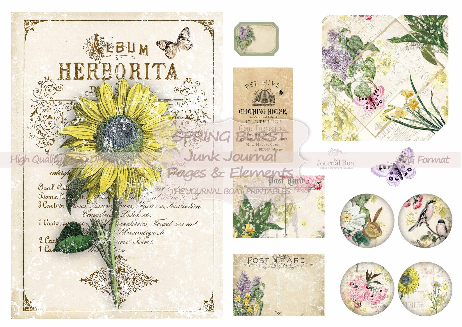 Spring Burst, Junk Journal Printable, Junk Journal Kit, Shabby Chic ...