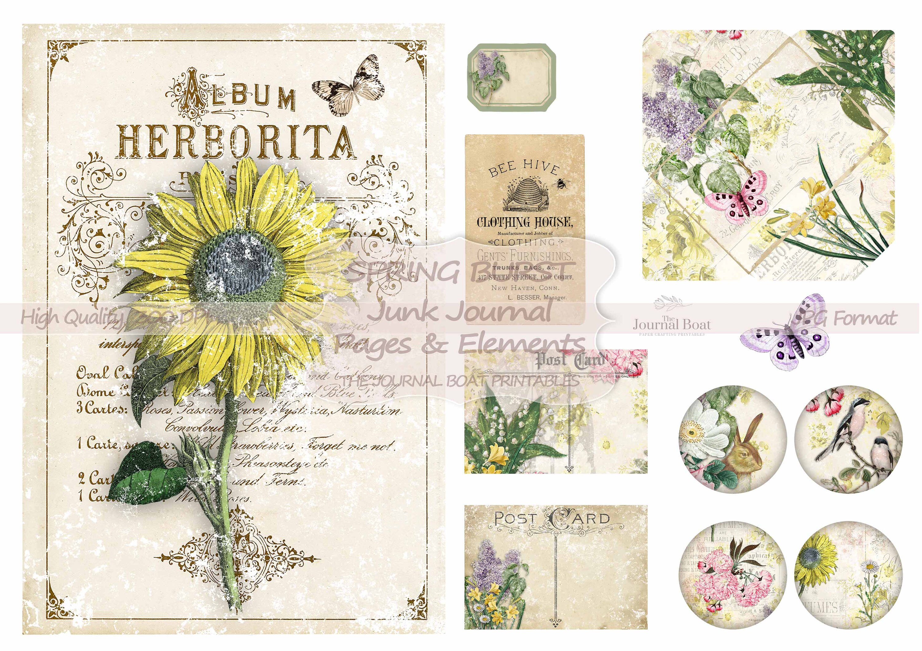 Spring Burst, Junk Journal Printable, Junk Journal Kit, Shabby Chic ...