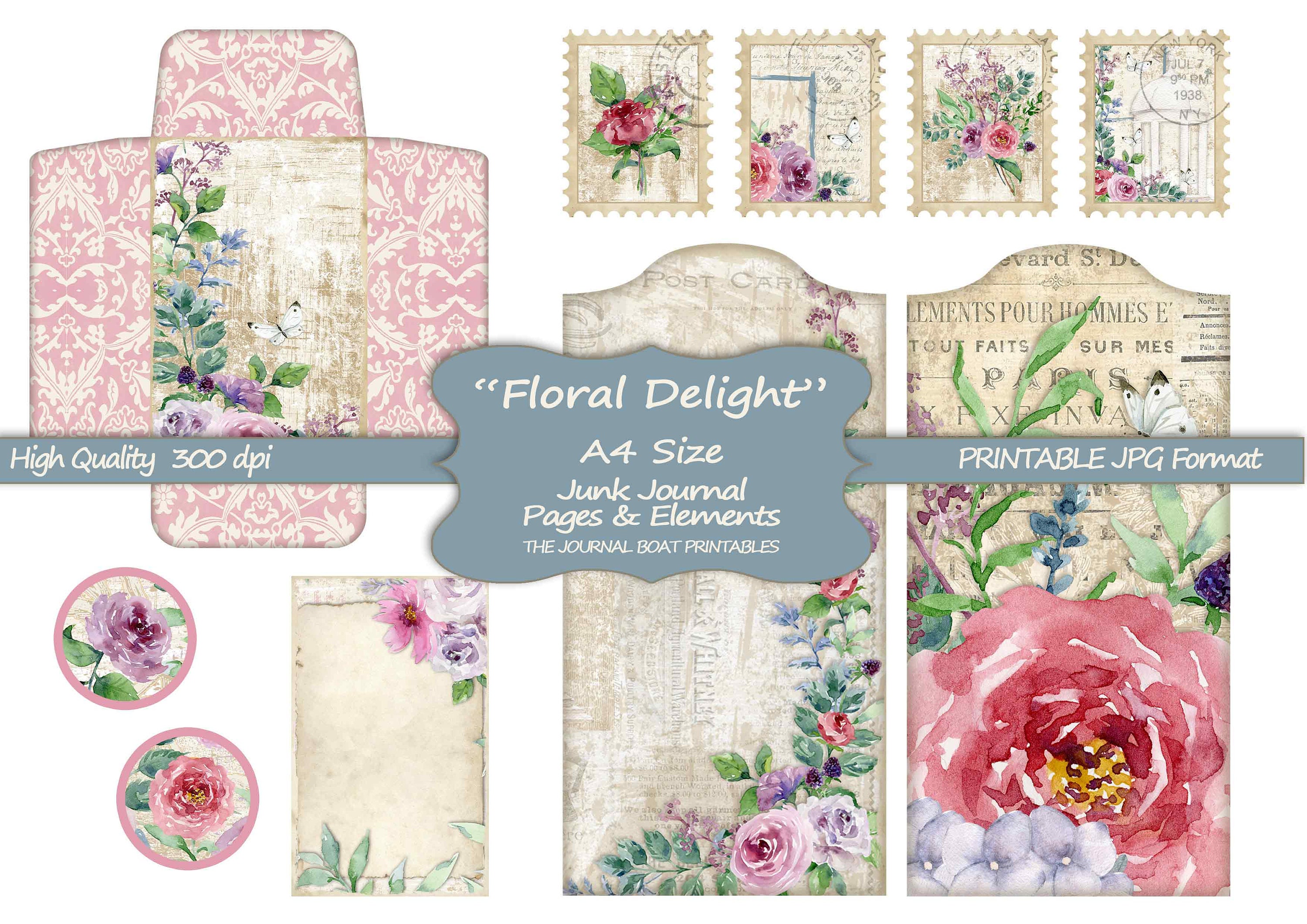 Floral Delight Junk Journal Kit A4 Junk Journal Printable - Etsy