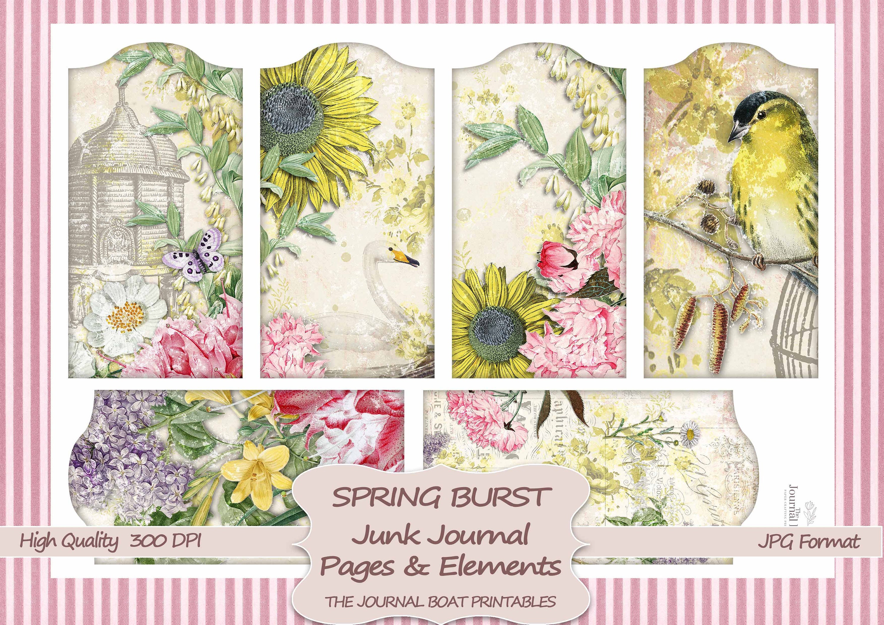 Spring Burst, Junk Journal Printable, Junk Journal Kit, Shabby Chic ...