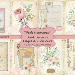 Junk Journal Kit, Pink Memento, Vintage Ephemera, Collage Sheets ...