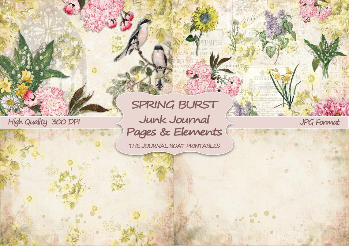 Spring Burst, Junk Journal Printable, Junk Journal Kit, Shabby Chic ...