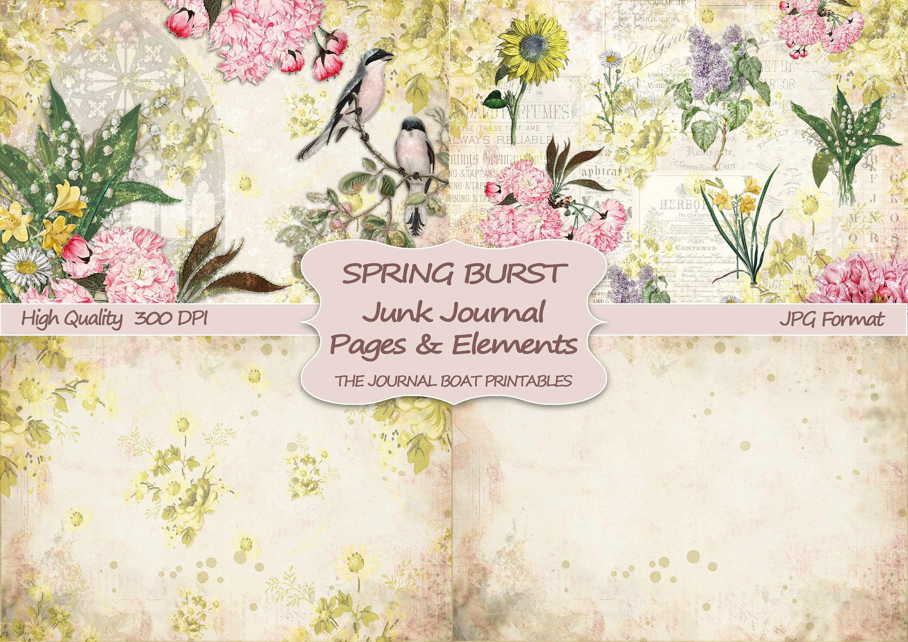 Spring Burst, Junk Journal Printable, Junk Journal Kit, Shabby Chic ...