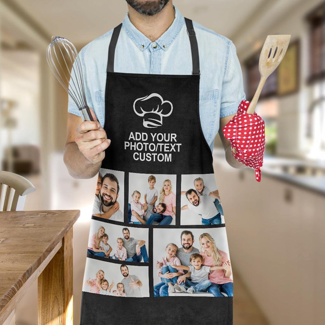 Personalized Photo Apron Custom Text Kitchen Funny Apron for Men and ...