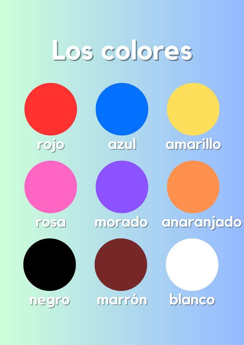 Printable Los Colores (spanish Colors) Anchor Chart/digital Download - Etsy