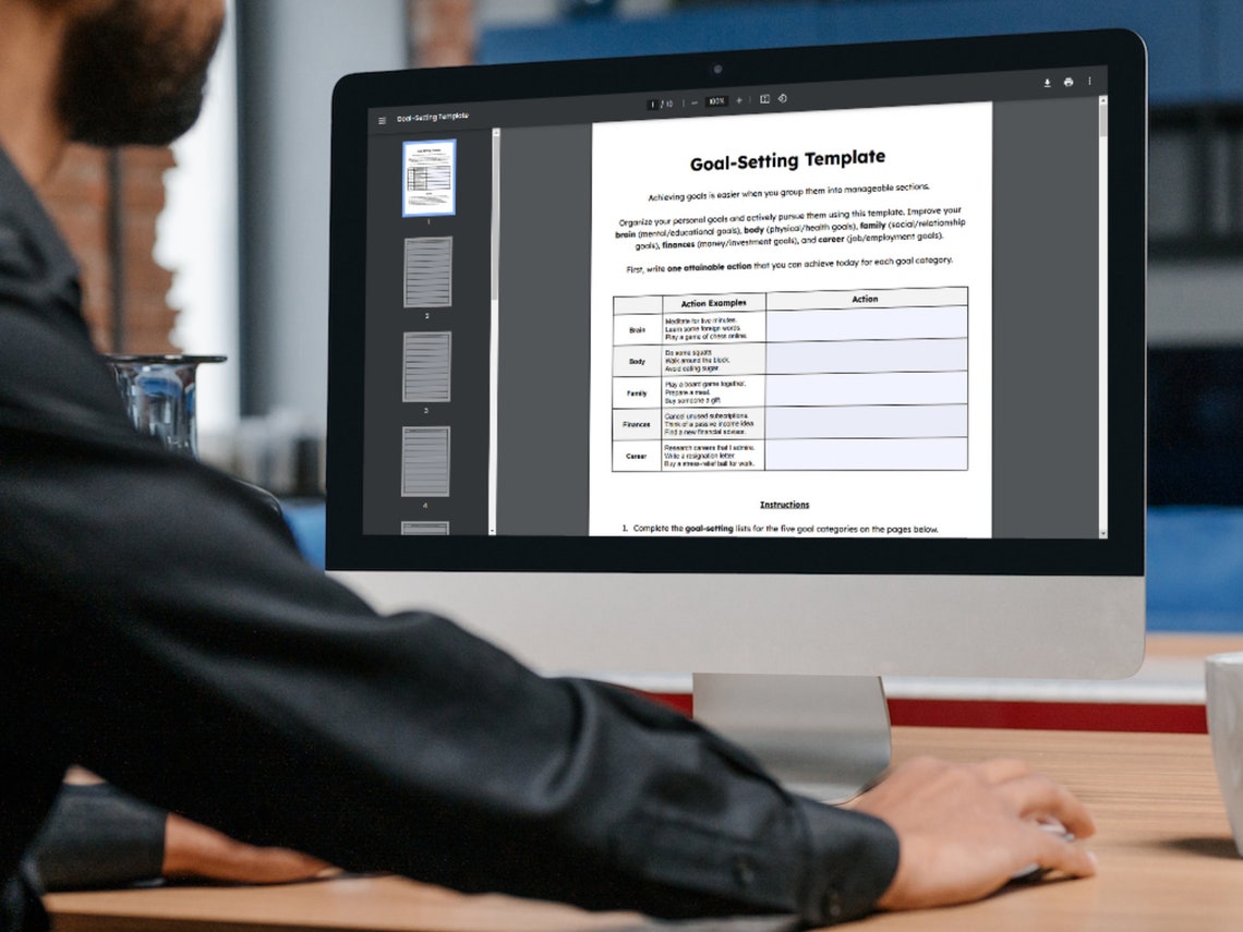 10-page Goal Setting Template: Editable & Printable PDF, Goal Setting ...