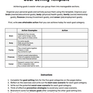 10-page Goal Setting Template: Editable & Printable PDF, Goal Setting ...