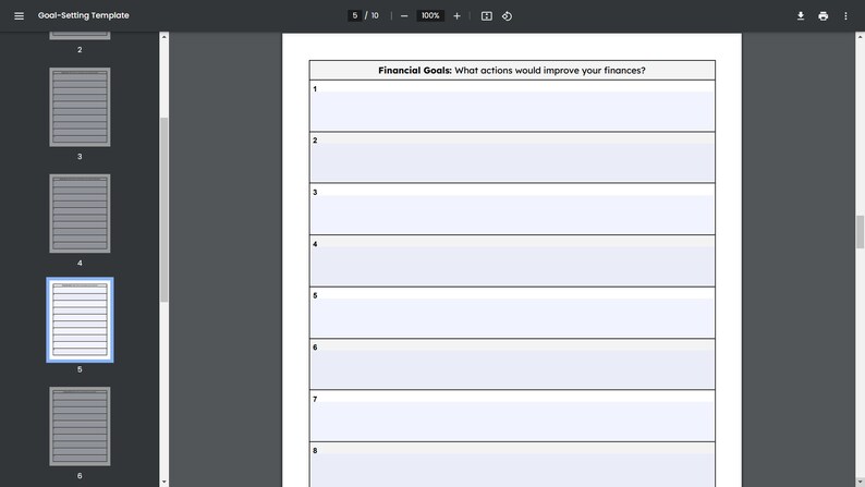 10-page Goal Setting Template: Editable & Printable PDF, Goal Setting ...