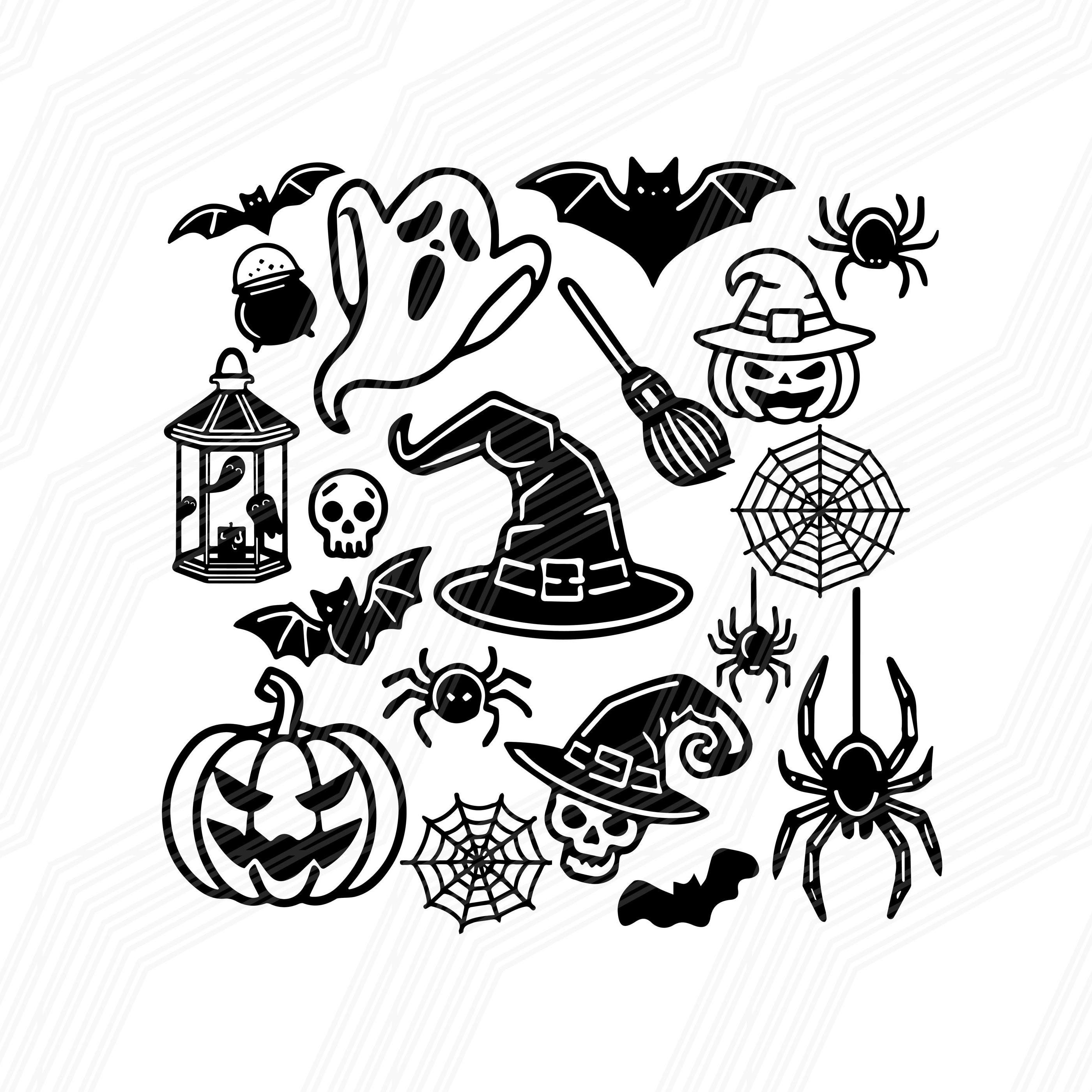 Halloween Bundle 19 Files Bat Pumpkin Spider Vector Template Lasercut ...