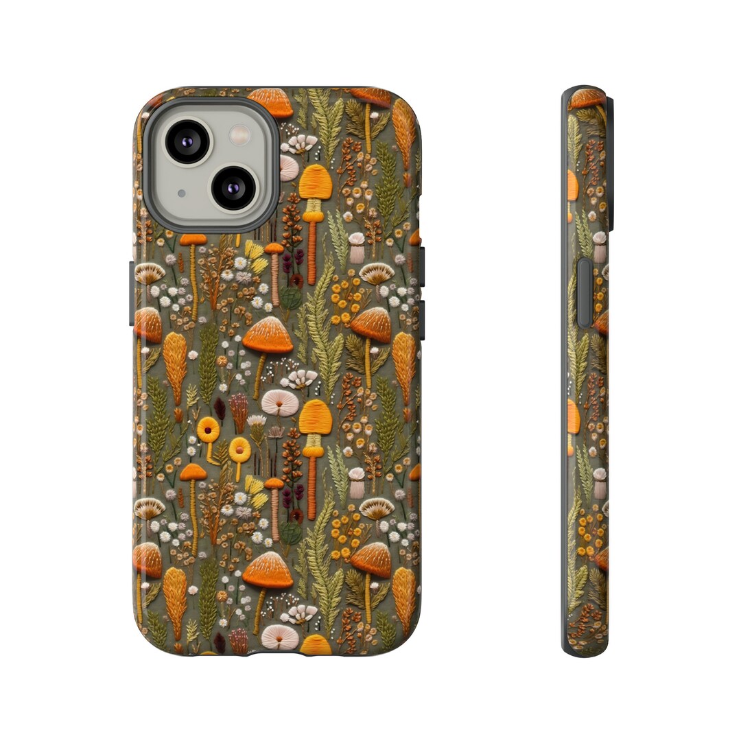 Cottagecore Mushroom Embroidered Phone Cases Whimsical Autumn - Etsy