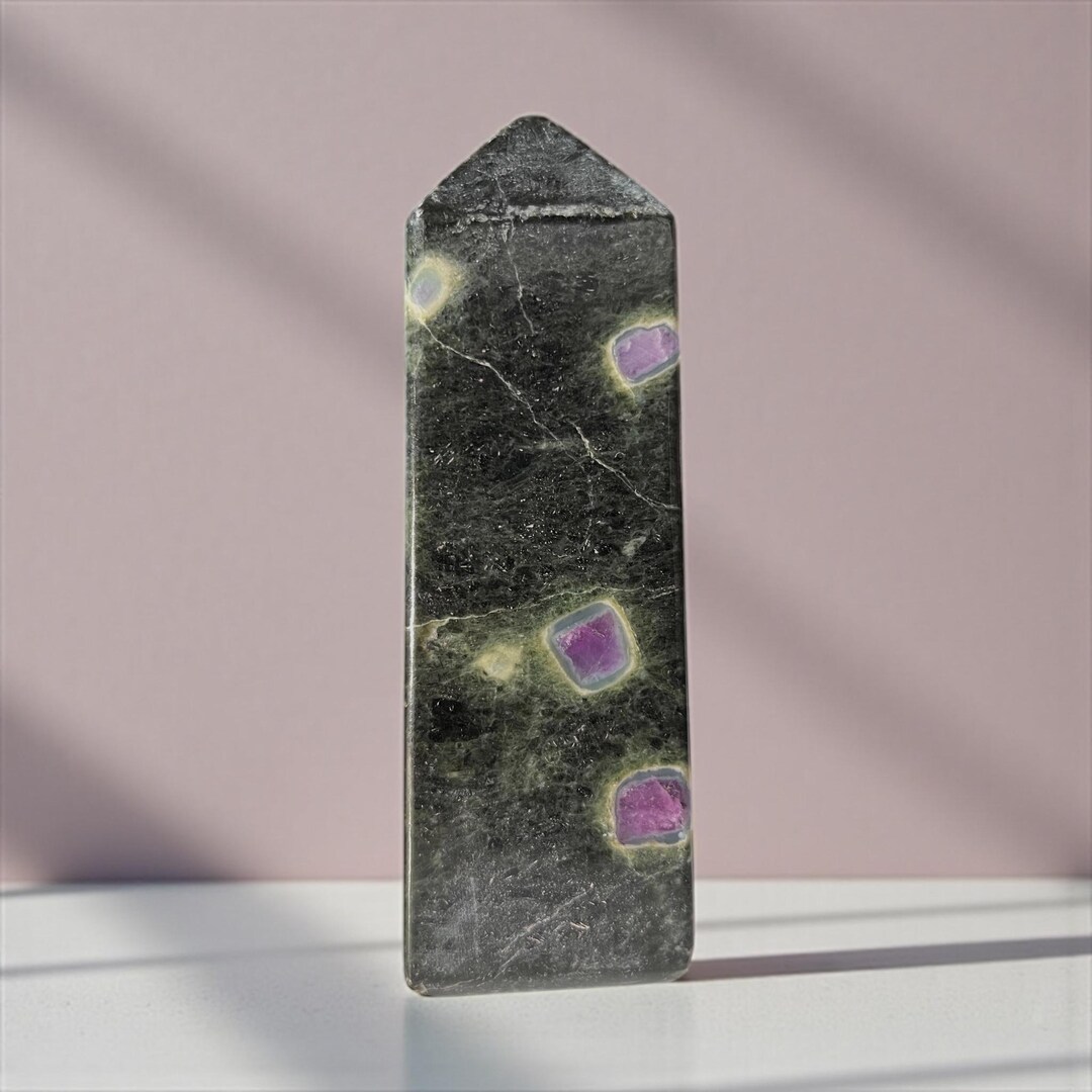 Ruby in Fuchsite Polished Tower | Extra Dark Green Color | Natural ...