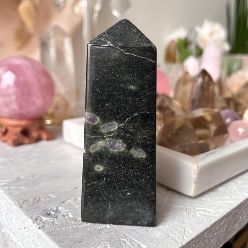 Ruby in Fuchsite Polished Tower | Extra Dark Green Color | Natural ...