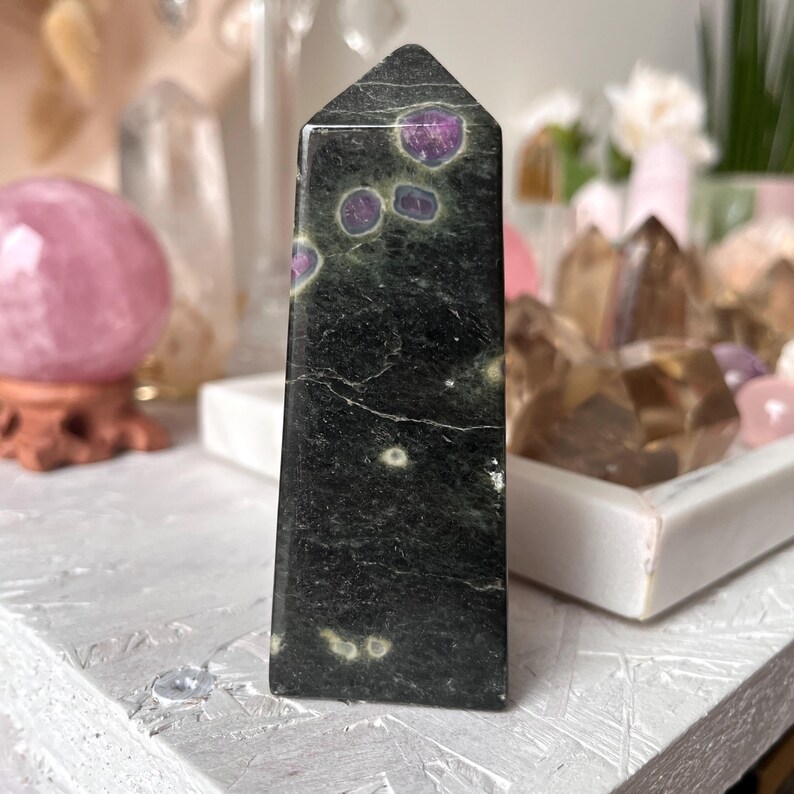 Ruby in Fuchsite Polished Tower | Extra Dark Green Color | Natural ...