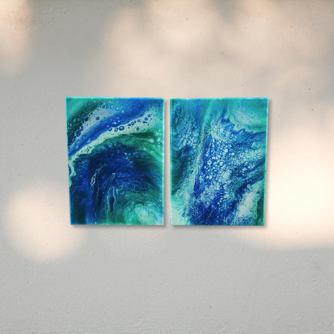 Original Art, Crystal Tides Set, Wall Art Decor, Original Art Home ...