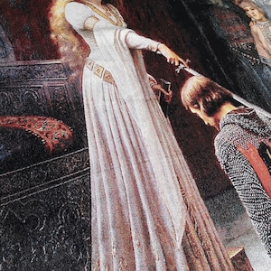 Woven Tapestry the Accolade Wall Hanging Pre-raphaelite Medieval Queen ...