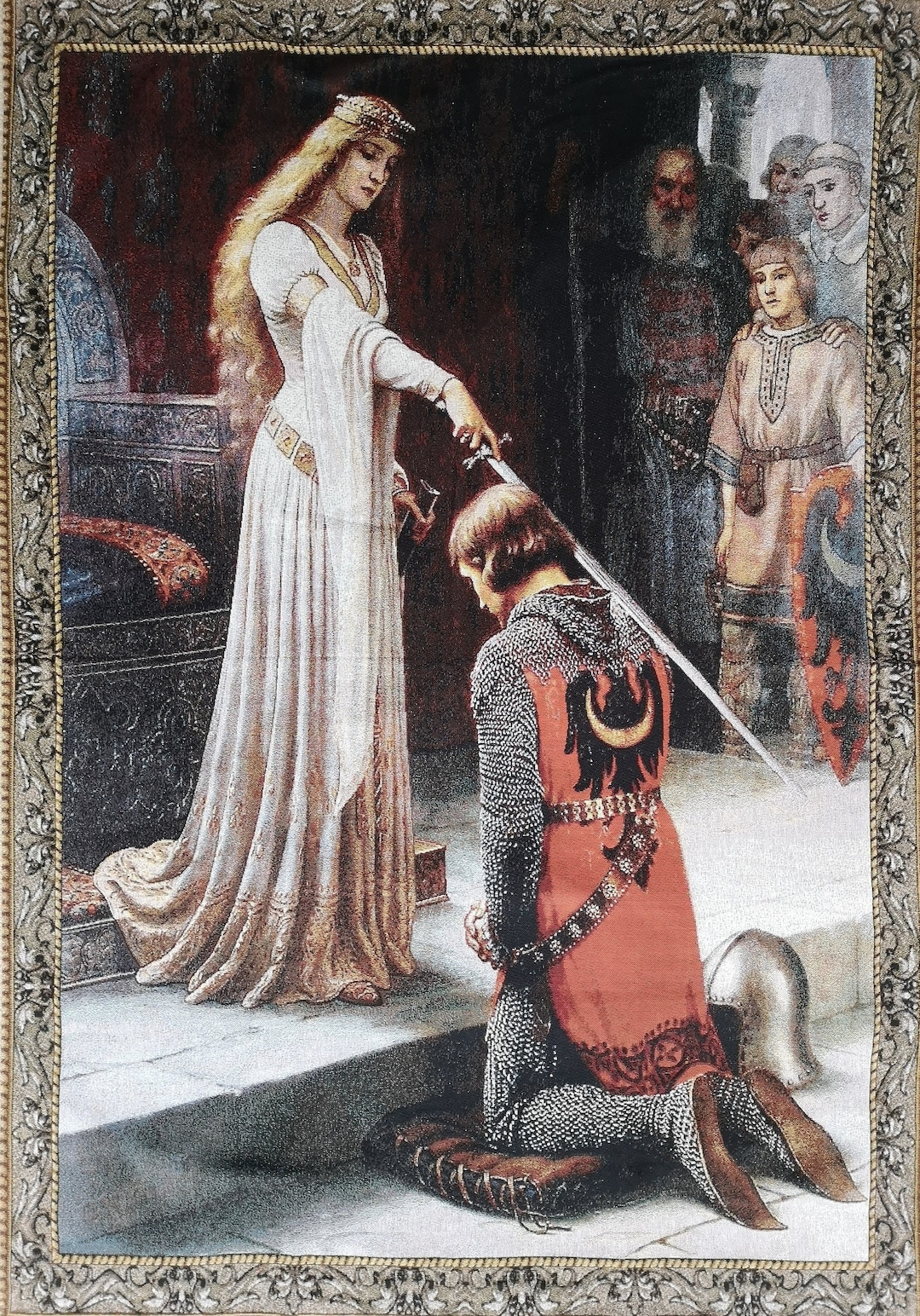Woven "the Accolade" Tapestry: Pre-raphaelite Medieval Knight Wall ...