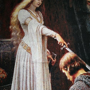 Woven Tapestry the Accolade Wall Hanging Pre-raphaelite Medieval Queen ...