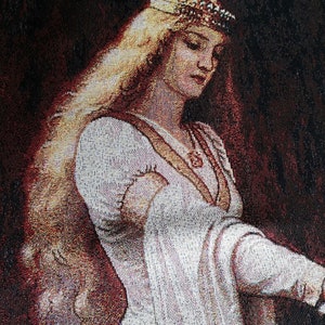 Woven Tapestry the Accolade Wall Hanging Pre-raphaelite Medieval Queen ...