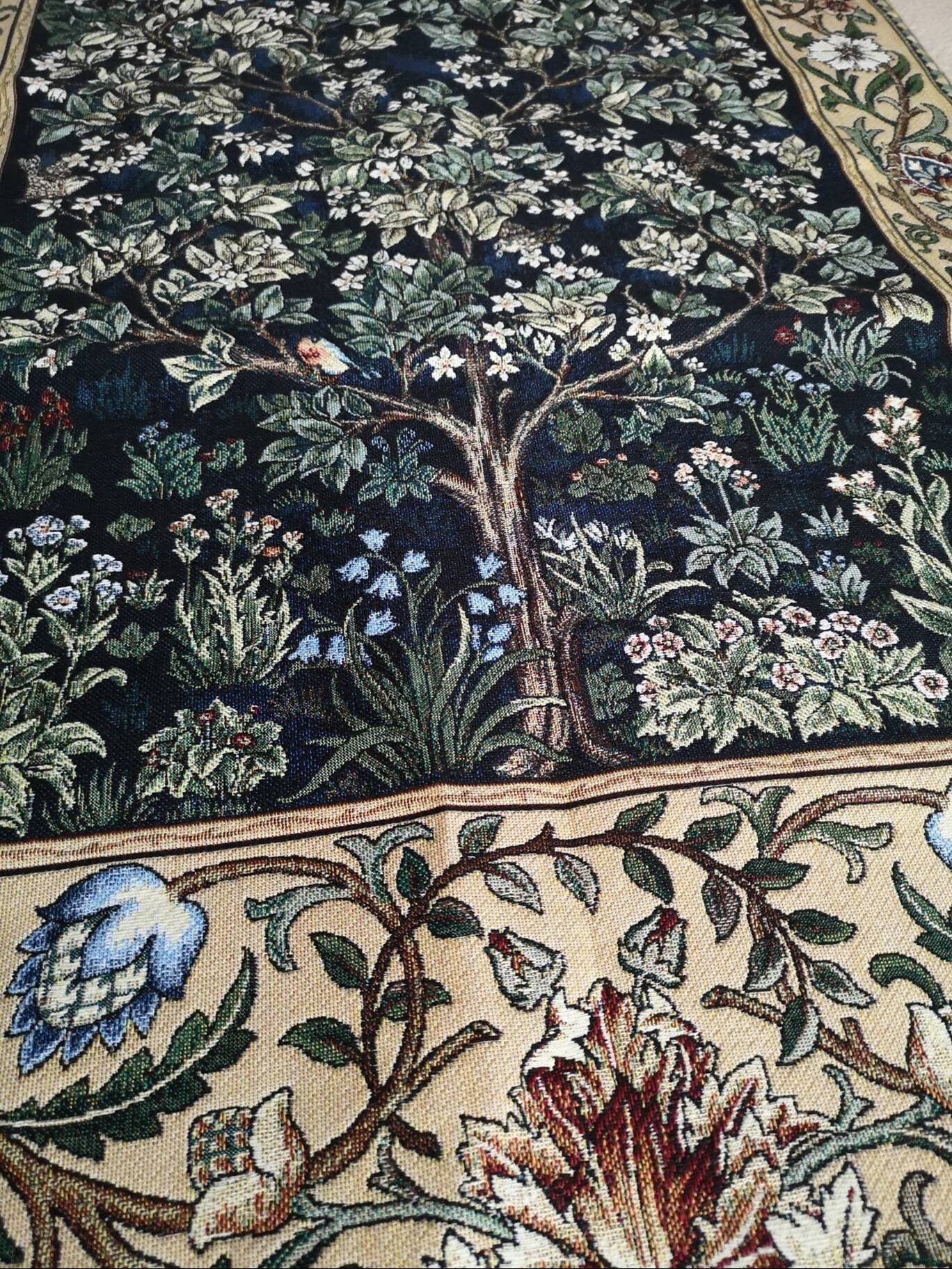 Tapestry, William Morris Tree of Life Woven Tapestry Blue Wall Hanging ...