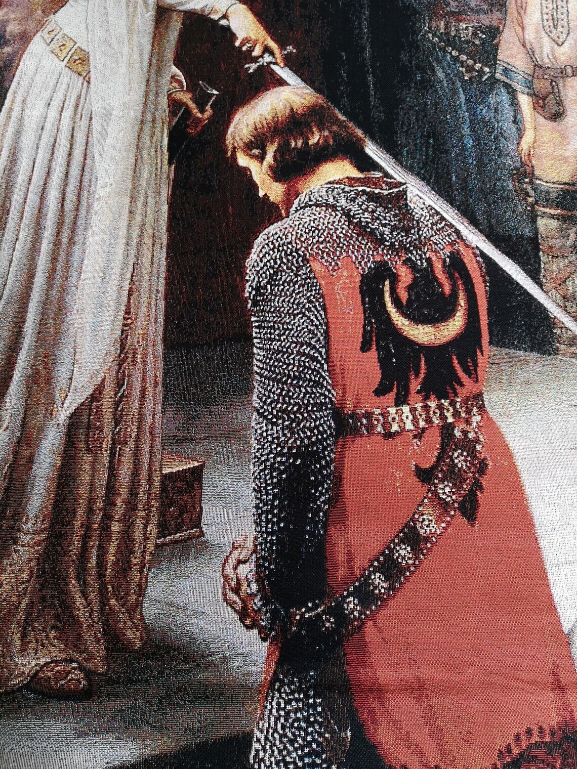 Woven Tapestry the Accolade Wall Hanging Pre-raphaelite Medieval Queen ...