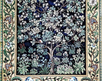 Tree of Life William Morris Olivia Grey-blue Background Blossoming ...