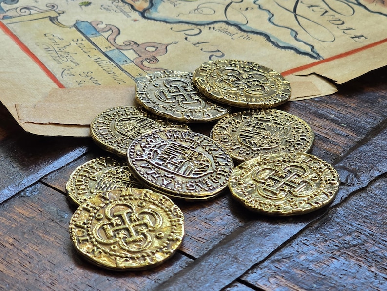 Zamak Gold Doubloon Replica: Pirate Treasure Single Coin, Felipe II ...