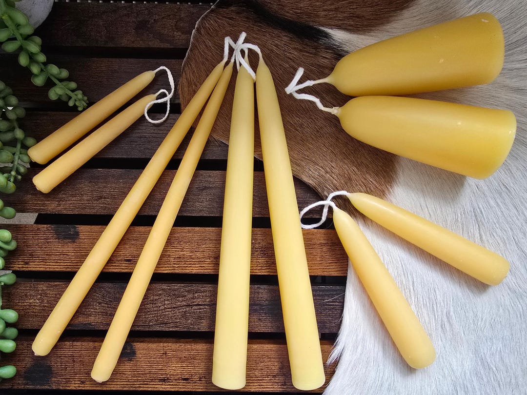 Hand Dipped Candles From Pure Beeswax Various Sizes - Etsy