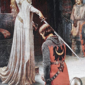 Woven Tapestry the Accolade Wall Hanging Pre-raphaelite Medieval Queen ...