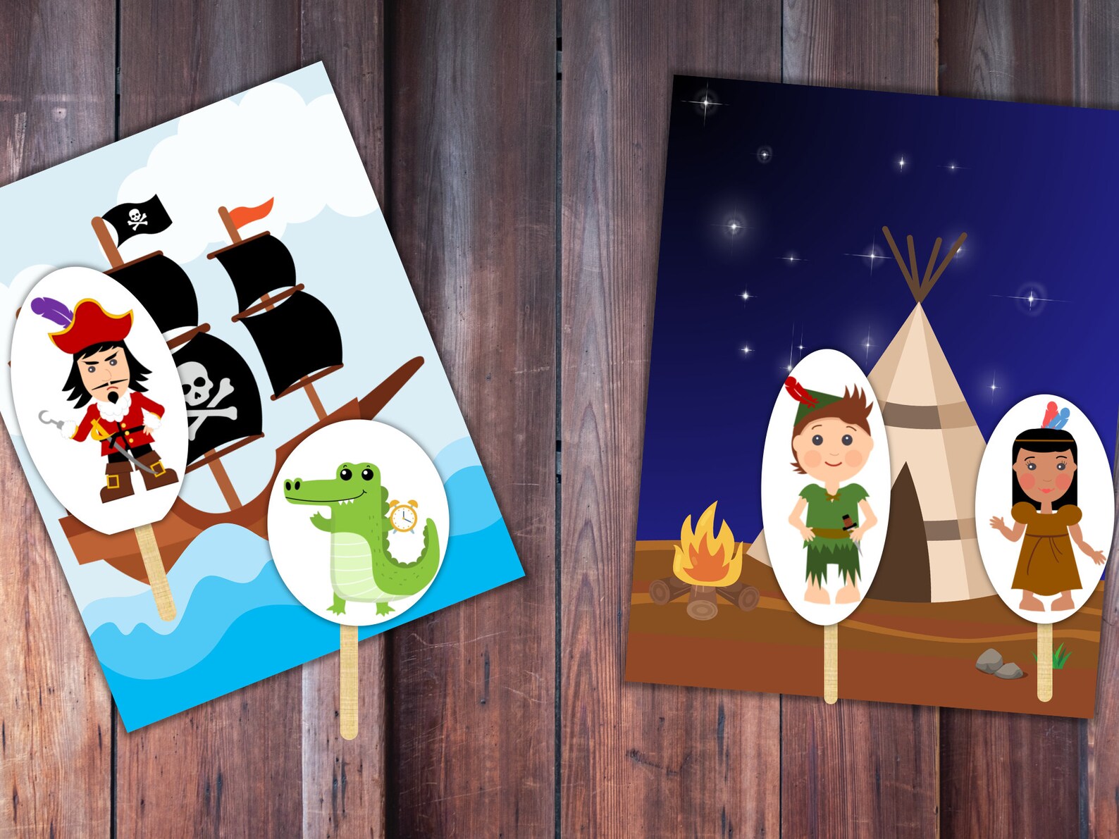 Peter Pan Printable Character Puppets, INSTANT DOWNLOAD - Etsy
