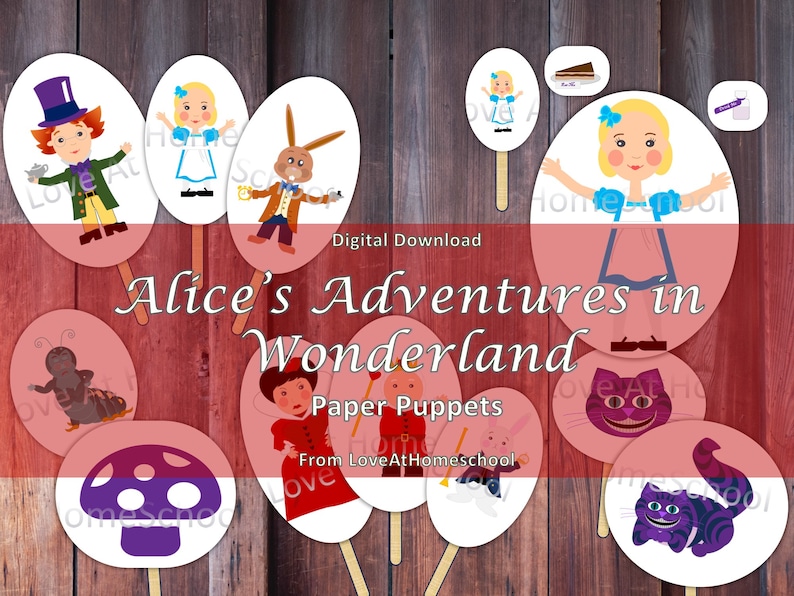 Alice's Adventures in Wonderland Printable Character Puppets, INSTANT ...