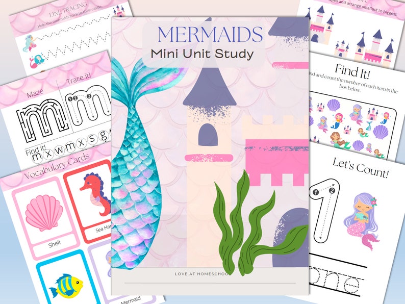 MERMAID ACTIVITY Pack, Handwriting, Letter M, Number Practice ...