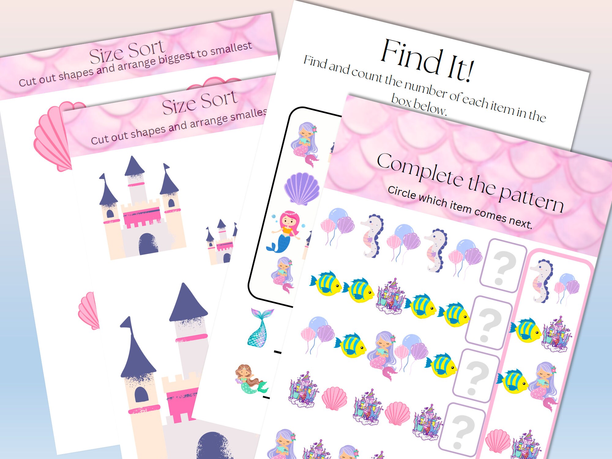 MERMAID ACTIVITY Pack, Handwriting, Letter M, Number Practice ...