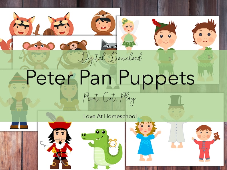Peter Pan Printable Character Puppets, INSTANT DOWNLOAD - Etsy