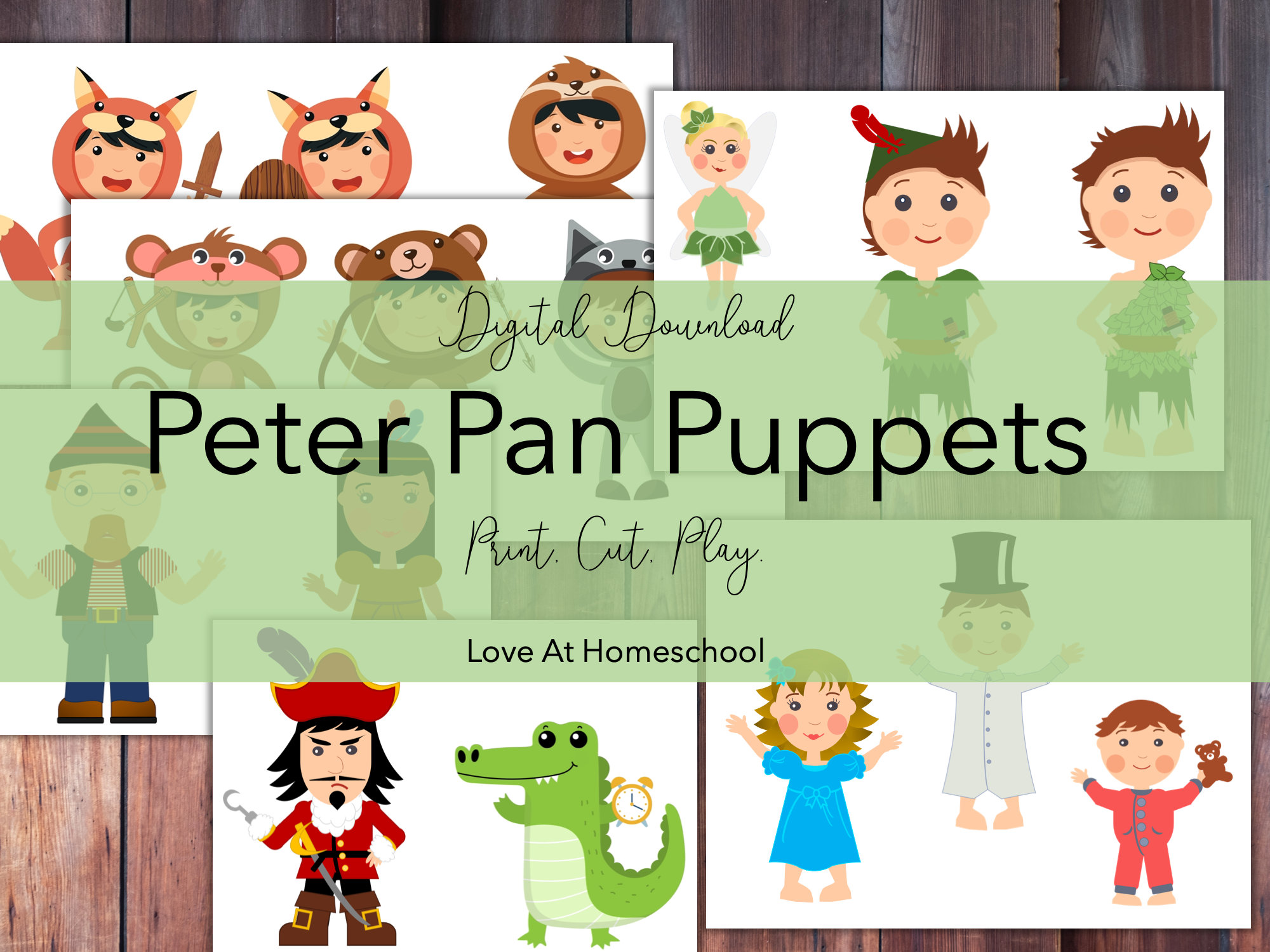 Peter Pan Printable Character Puppets, INSTANT DOWNLOAD - Etsy
