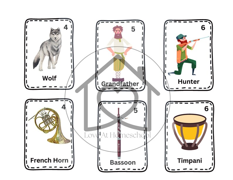 Peter and the Wolf Character and Instrument Memory Match Concentration ...