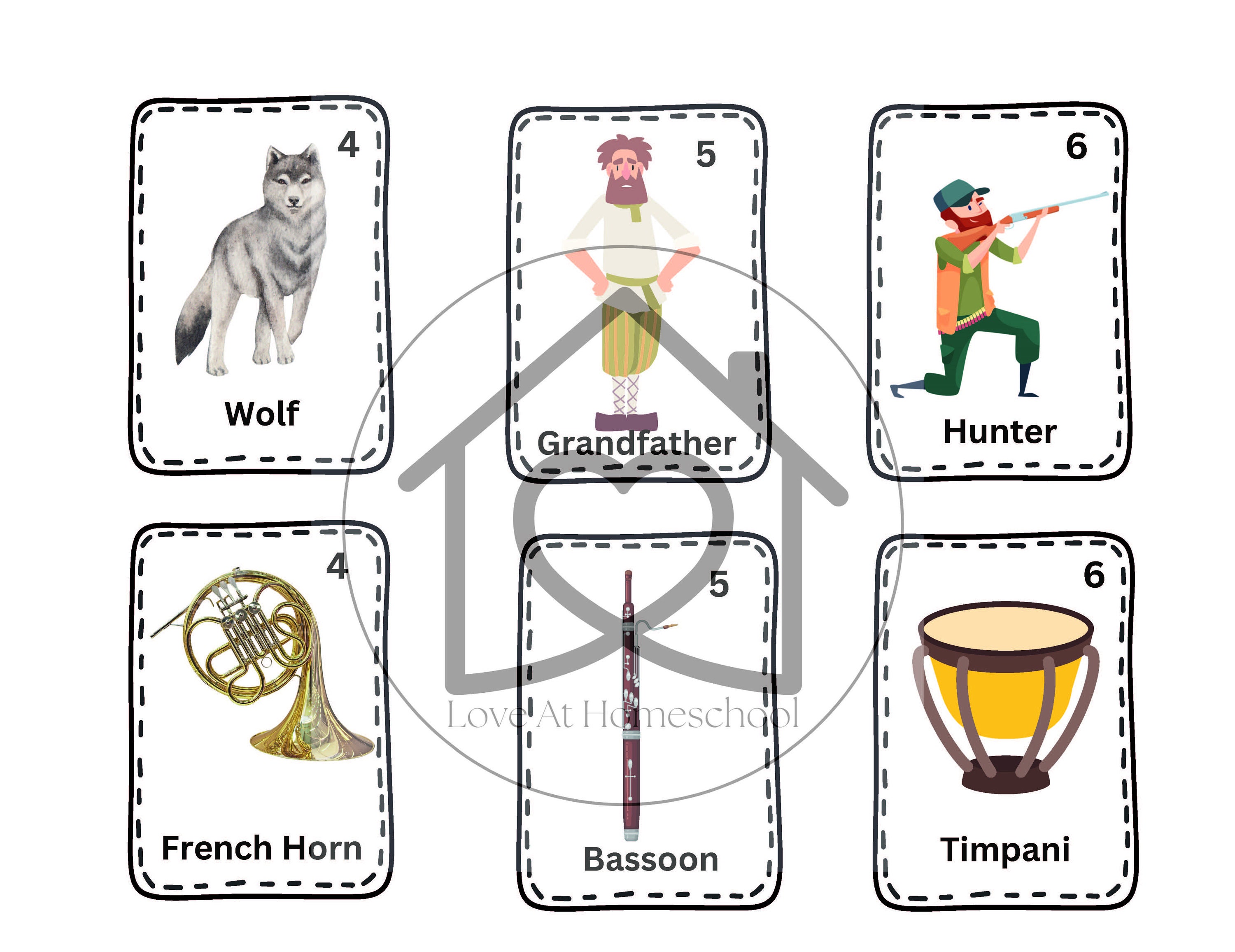 Peter and the Wolf Character and Instrument Memory Match Concentration ...