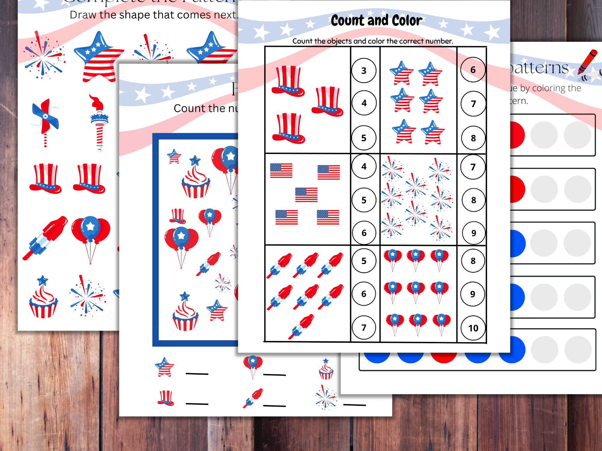 JULY 4th ACTIVITY PACKET, Handwriting, Tracing, Patterns, Counting ...