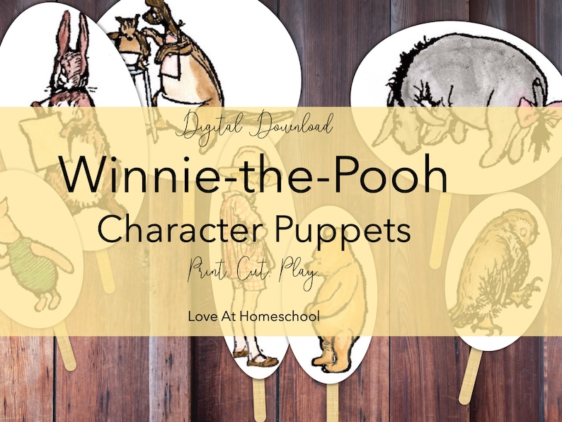 Winnie the Pooh Printable Character Puppets, INSTANT DOWNLOAD - Etsy