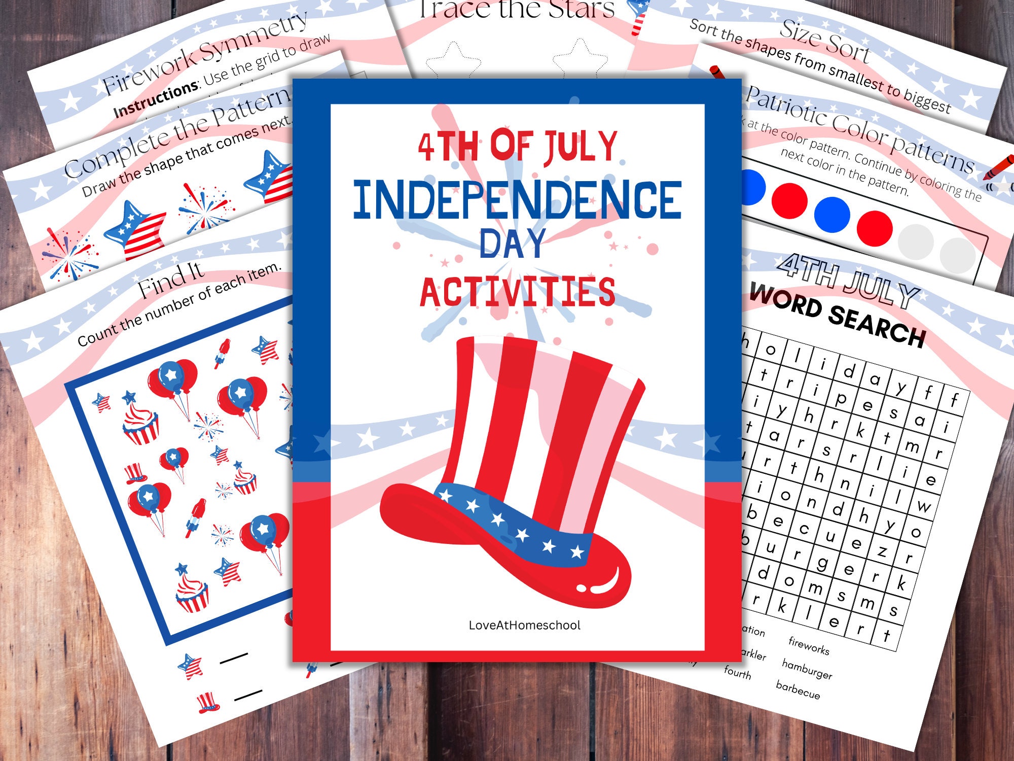 JULY 4th ACTIVITY PACKET, Handwriting, Tracing, Patterns, Counting ...