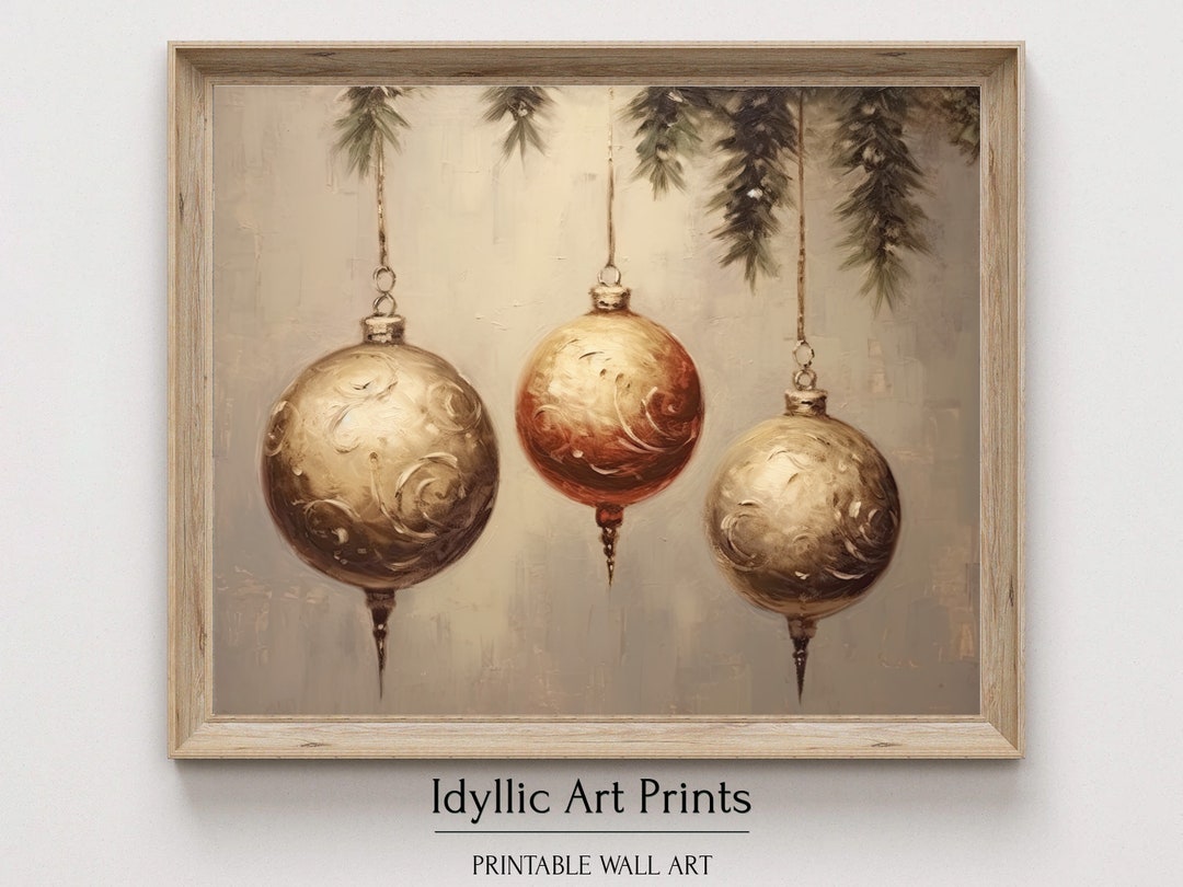 Christmas Wall Art, Vintage Christmas Wall Decor Printable Wall Art ...