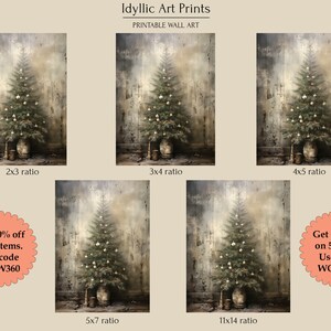Christmas Tree Painting, Vintage Christmas Decor Printable Wall Art ...